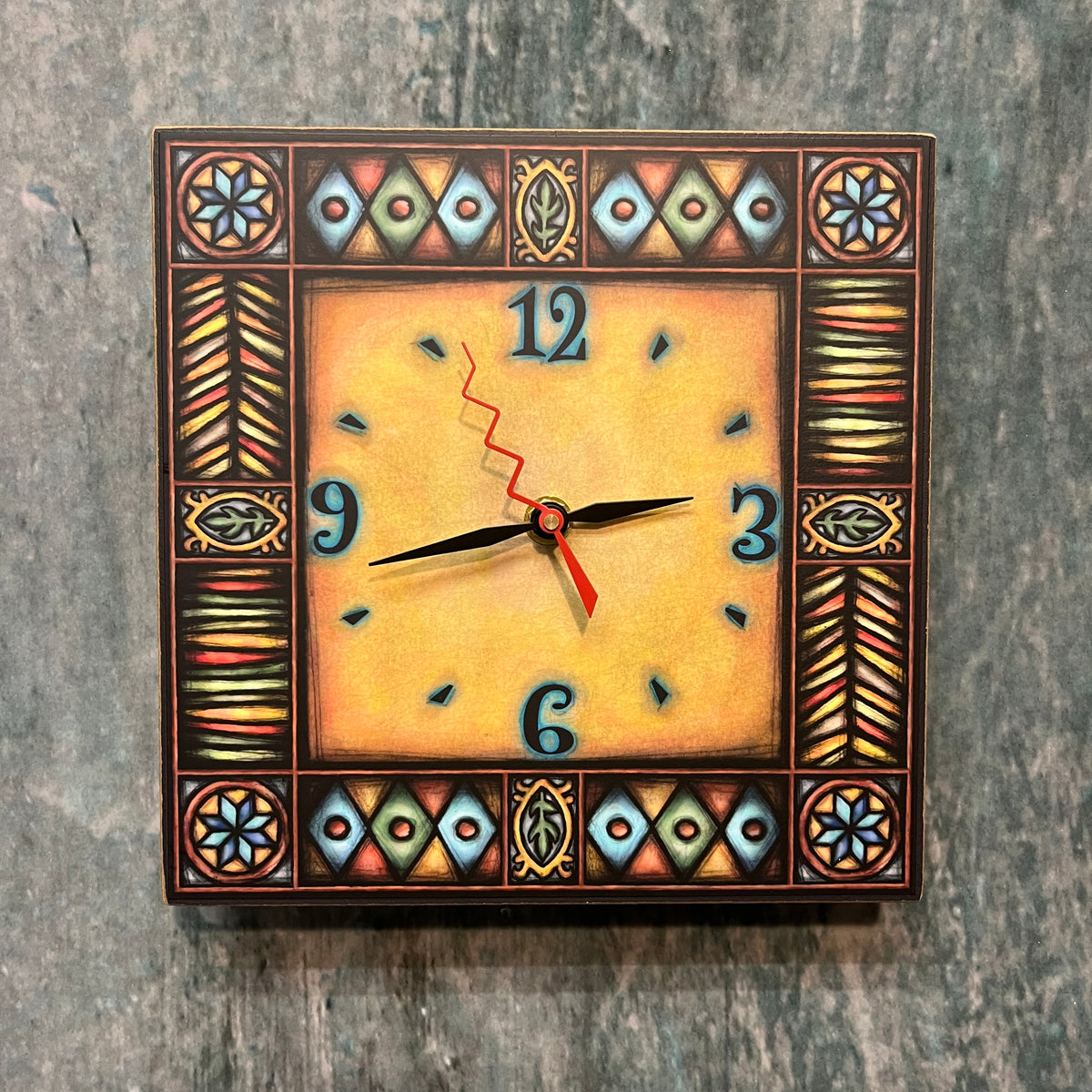 Michael Macone Square Clock - Brown Motif – You Need Art Now